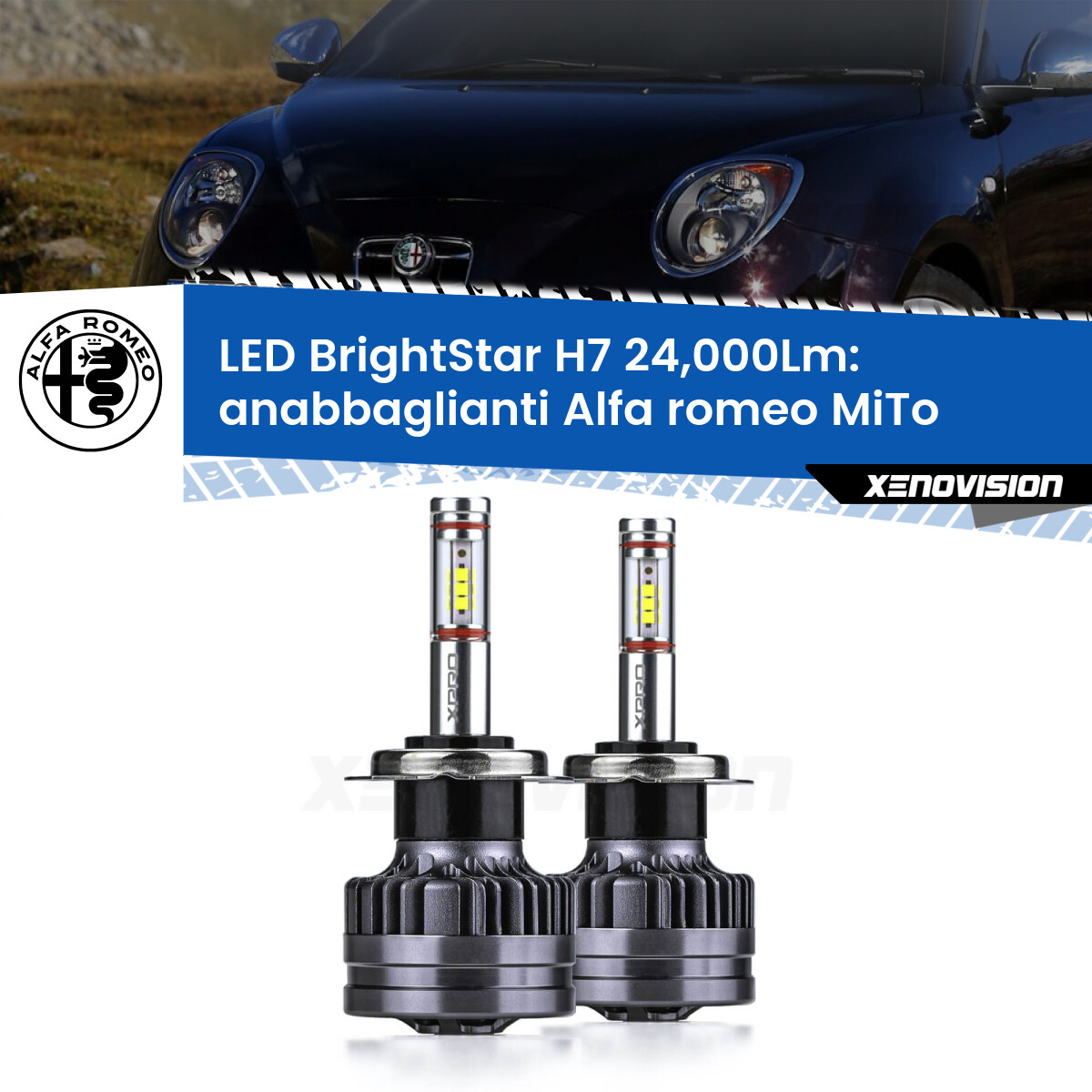 Anabbaglianti LED H7 24,000Lm per Alfa romeo MiTo 2008 - 2018