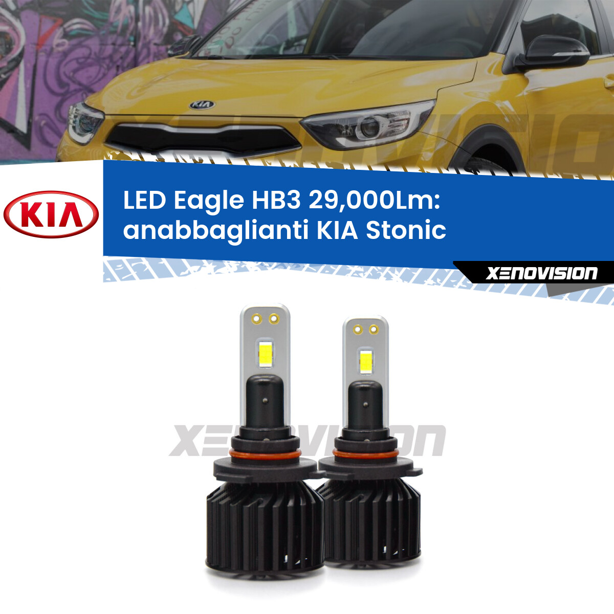 Anabbaglianti LED HB3 29,000Lm per KIA Stonic a parabola doppia